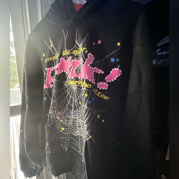 Spider hoodie | Sweaters | Sp5der Pink Hoodie Black | Poshmark